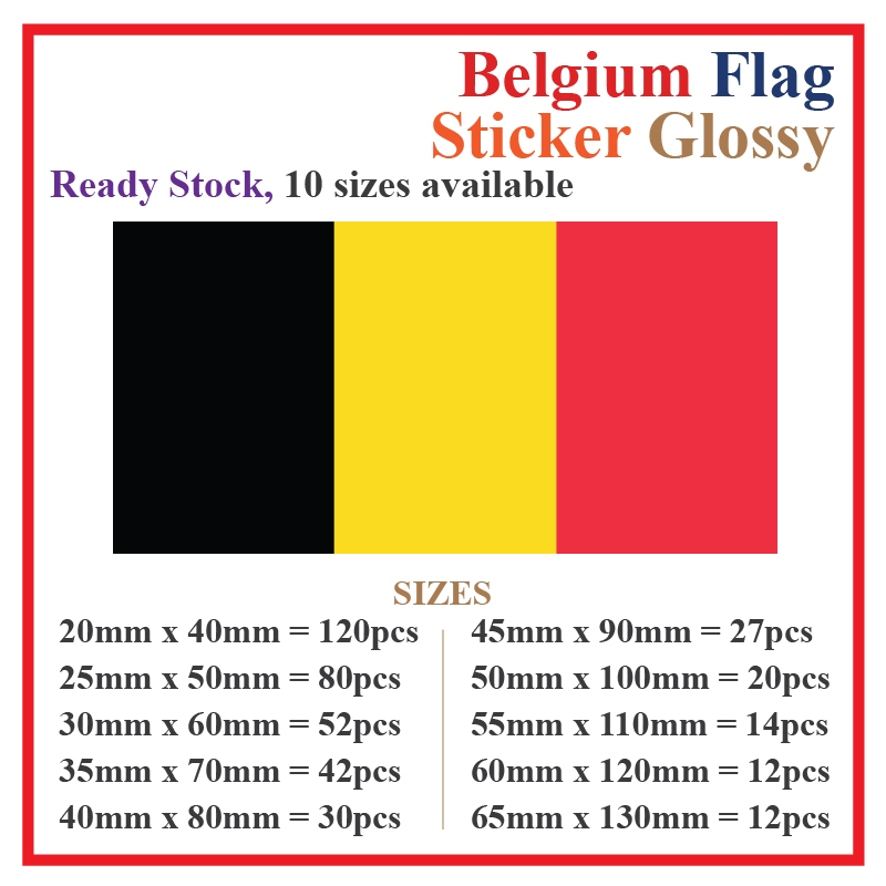 Belgium Flag Sticker Rectangle / Stiker Pelekat Bendera Belgium ...