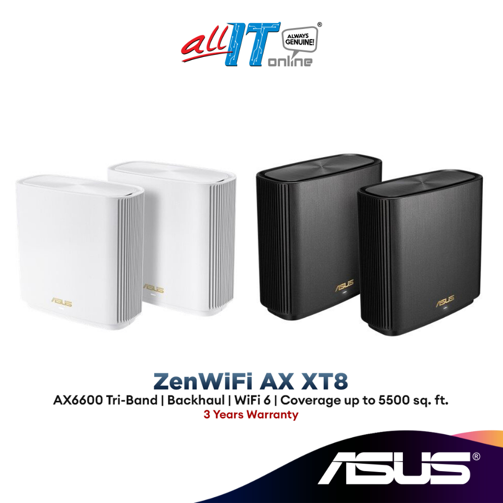 Asus ZenWifi XT8 Tri Band Wifi 6 AX6600 AiMesh Whole Home WiFi System ...