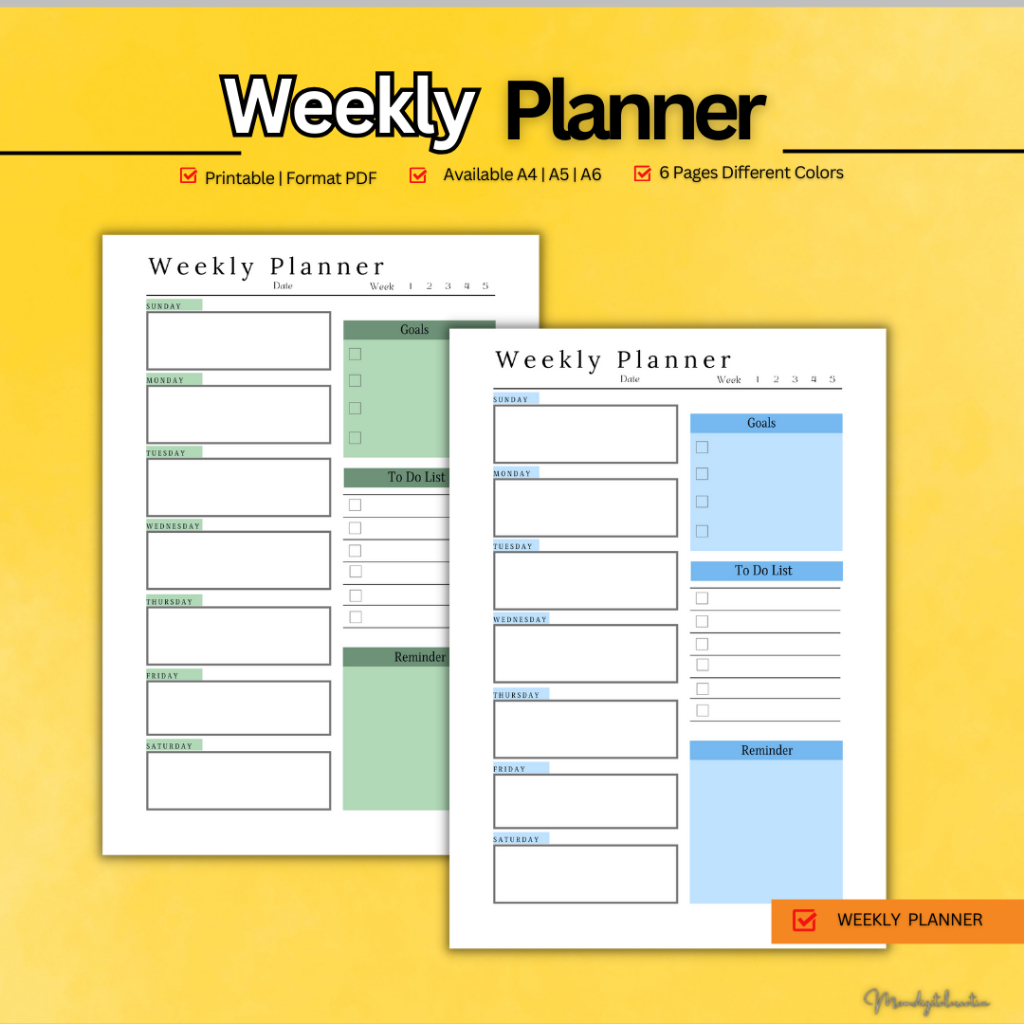 Weekly Planner Printable,Sunday Start, INSTANT DOWNLOAD,Weekly ...