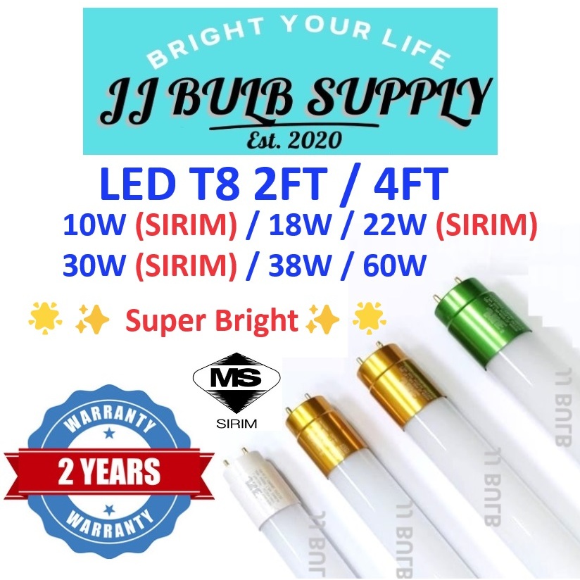 LED T8 Extra Bright Tube Lampu Kalimantang 2ft 4ft 10W 18W 22W 30W 38W 60W Daylight Cool White ...
