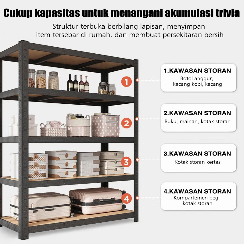 💖32 Size Rack Boltless Rack Shelf Storage Home Kitchen Store Rack ...