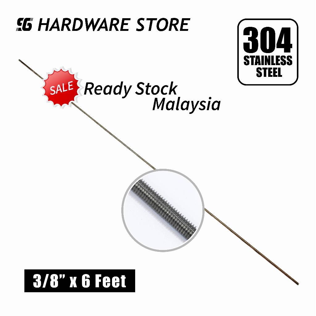 🔥Ready stock🔥 Stainless Steel Threaded Rod Screw Bar M10 | Shopee Malaysia