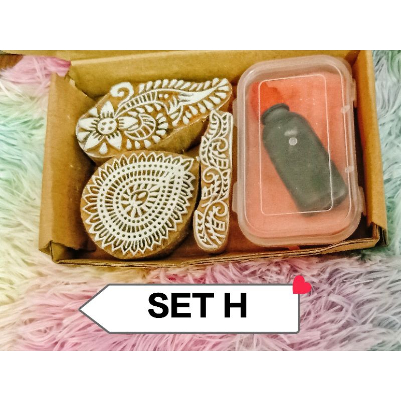 READY STOCK MEHENDI WOODEN STAMP WITH MEHENDI INK (LIMITED STOCK ...