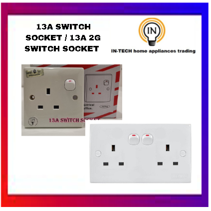 [BORONG] (SIRIM) 13A / 13A 2GANG 3 PIN SWITCH SOCKET MURAH DESIGNER ...