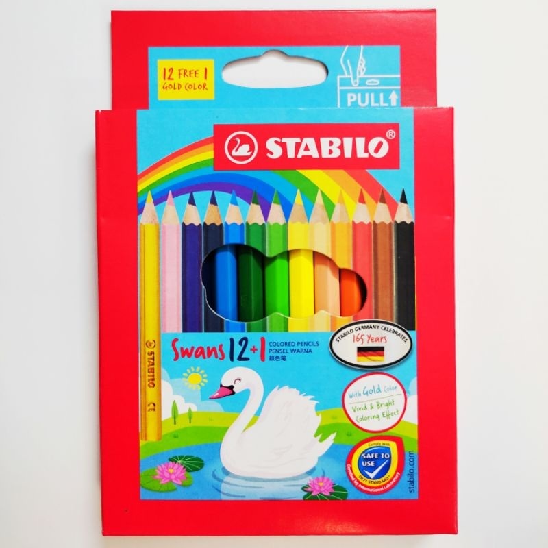 STABILO SWANS 12 + 1 COLOURED PENCILS (SHORT) | Shopee Malaysia