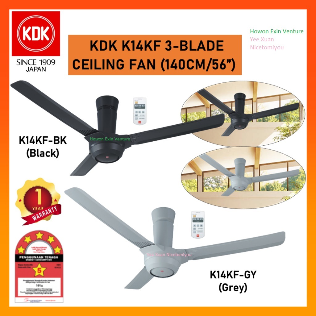 KDK K14KF-GY K14KF-BK 56” Remote Control Ceiling Fan / Kipas Siling ...