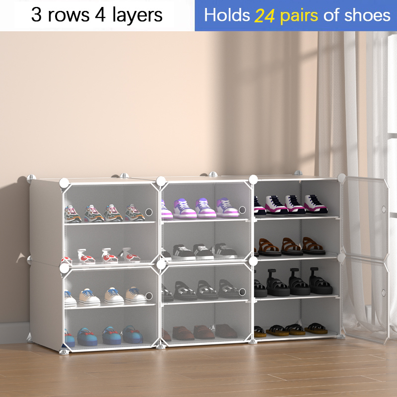 Shoe Rack With Door Rak Kasut Bertutup Storage Box Stackable Shoe Box ...