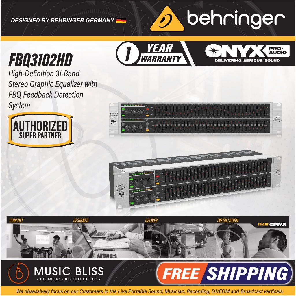 Behringer FBQ3102HD 31-band Stereo Graphic Equalizer (FBQ-3102HD / FBQ ...
