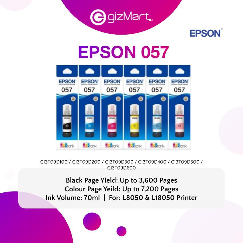 Genuine Epson 057 Ink Bottle 70ml for L8050 / L18050 ( Black, Cyan ...