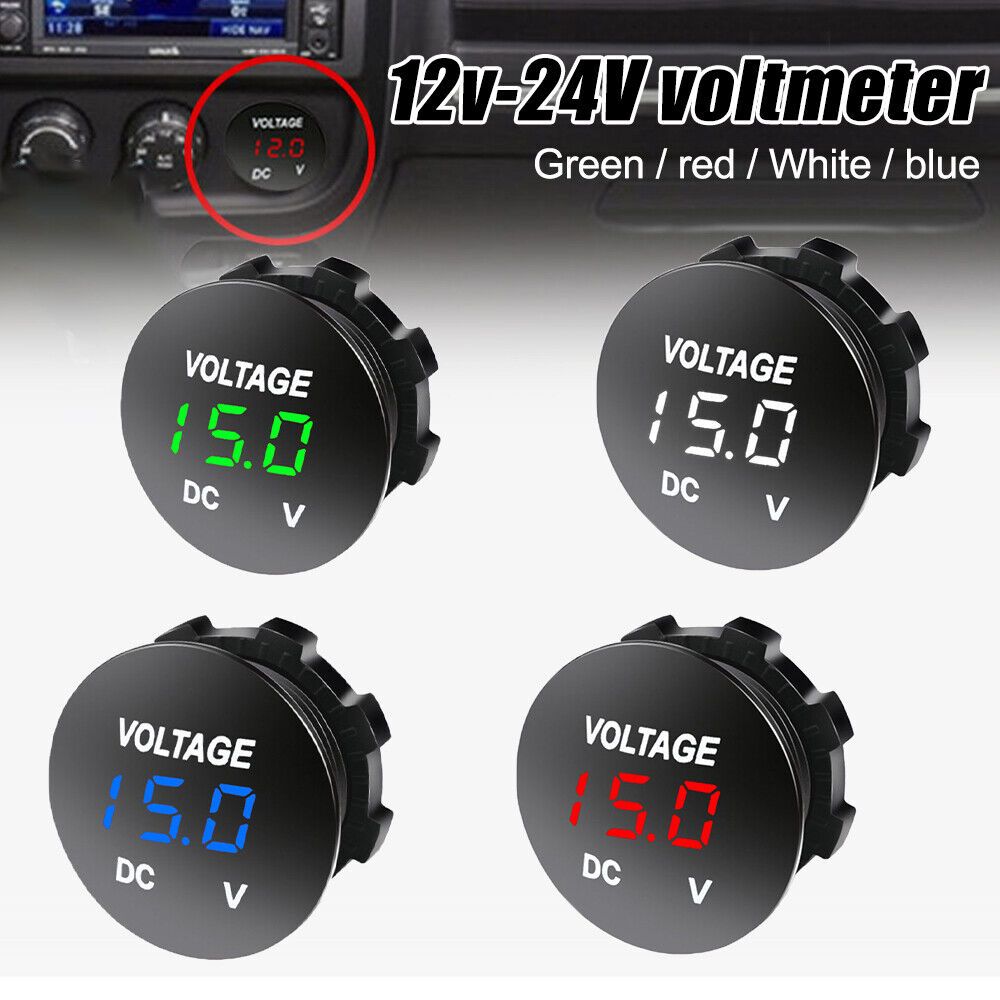 Car Battery Volt Meter 12V 24V Voltage Monitor Check Led Digital ...