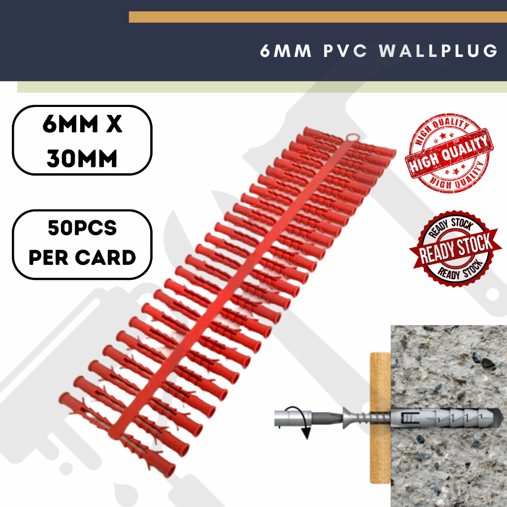6mm PVC Wall Plug | 6mm x 30mm Wallplug Plastic | Red Wall Plug ...