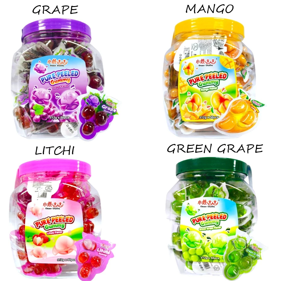 HALAL Deer DaDa Pure Peeled Gummy Grape / Green Grape / Mango / Litchi ...