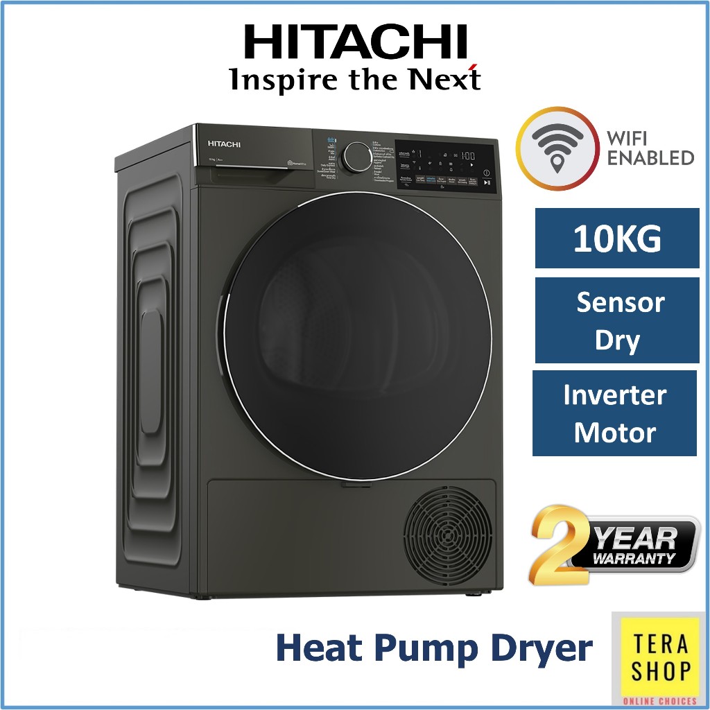 Hitachi TD-100XFVE 10KG Heat Pump Clothes Dryer Machine Mesin Pengering ...
