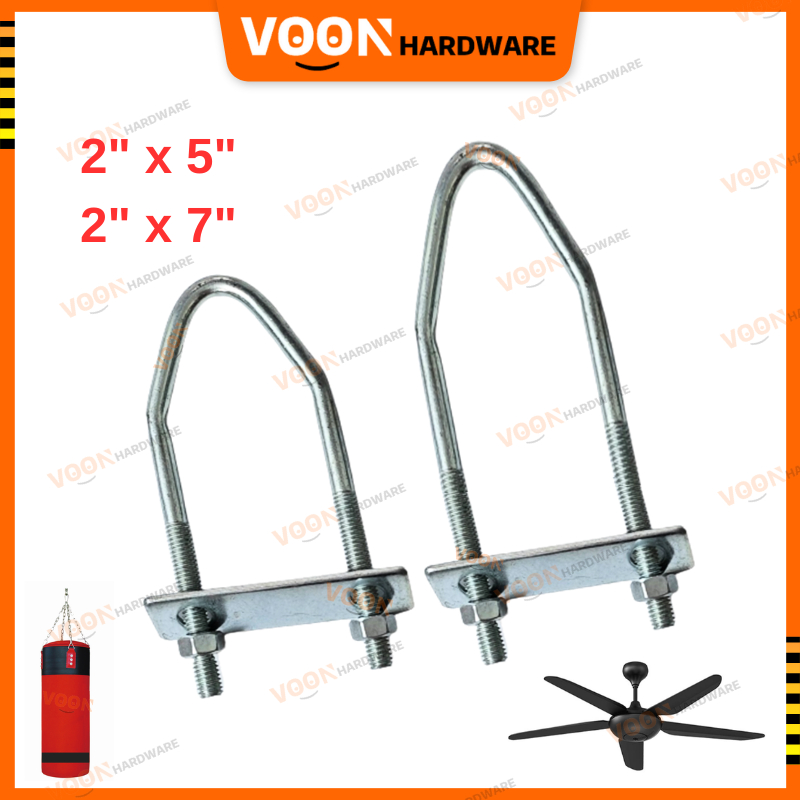 VOON U Shape Fan Hook 5” 7” Metal Flat Bar Mount Ceiling Fan Hanging ...