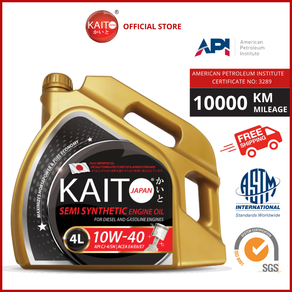Kaito Japan 10W40 Semi Synthetic Engine Oil API CJ4/SN 4 Liters Ship ...