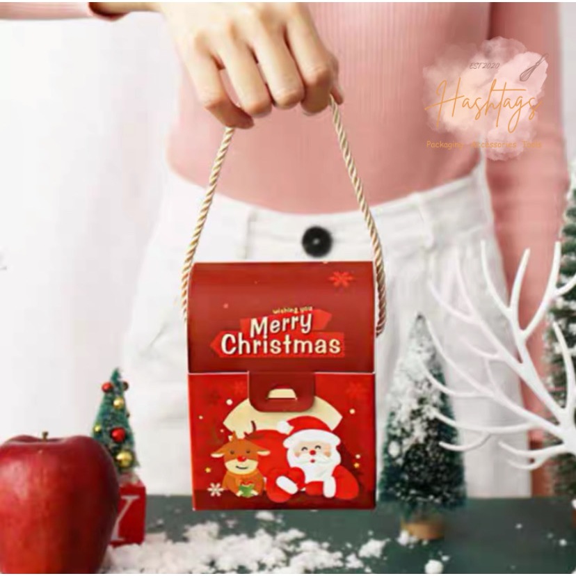Christmas Handle Gift Box Treat Box Goodies Box | Pastry Cookies Cake ...