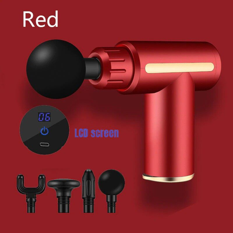 6 Speed Mini Massage Gun With 4 Head LED Digital Display Portable ...