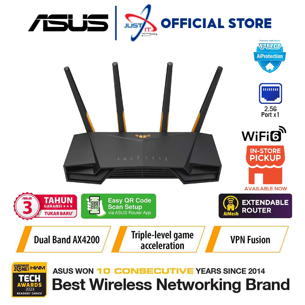 ASUS TUF GAMING TUF-AX4200 AX4200 DUAL BAND WIFI 6 ROUTER | Shopee Malaysia