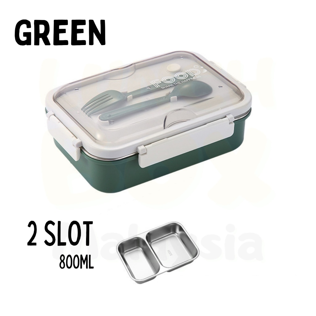 Lunch Box 🇲🇾 SUS 304 Stainless Steel Lunch Box set with Spoon & Folk ...