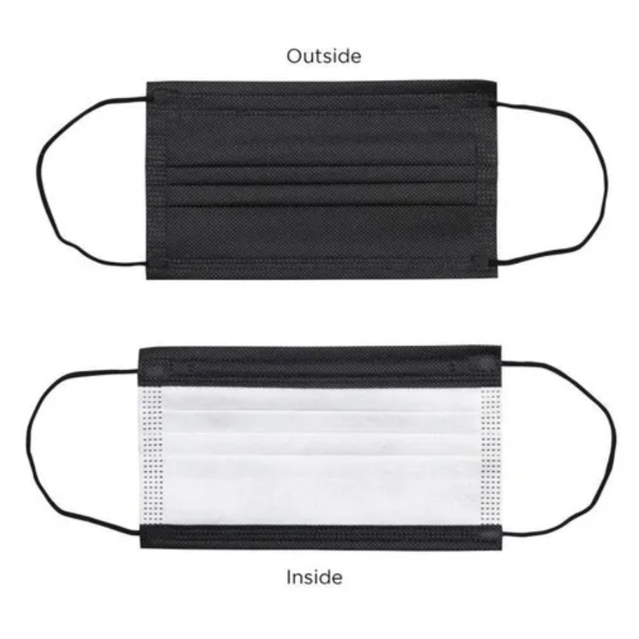 50pcs Full Black colour 3ply Face mask Non Medical Disposable Mask full ...