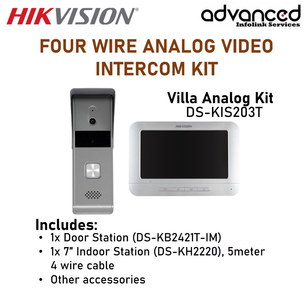 HIKVISION Four Wire Analog Video Intercom Kit DS-KIS203T | Shopee Malaysia