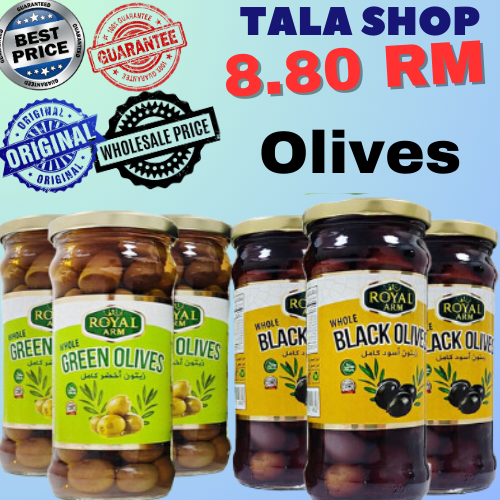 Wadi/Royal Whole Olives - Sliced Olives - Pitted Olives ( Green / Black ) (340g) | Shopee Malaysia
