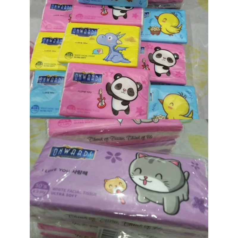 🐥3packs big/small pack Onwards white facial Tissue 9.5cm x 19cm/9.5cm x ...