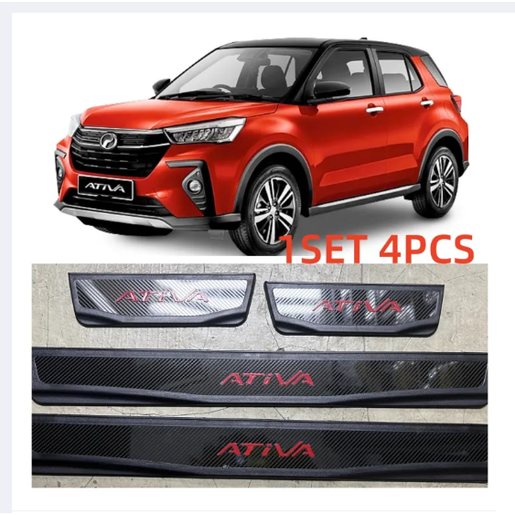 Perodua Ativa CARBON Series Stainless Steel Door Side Step Side Sill ...