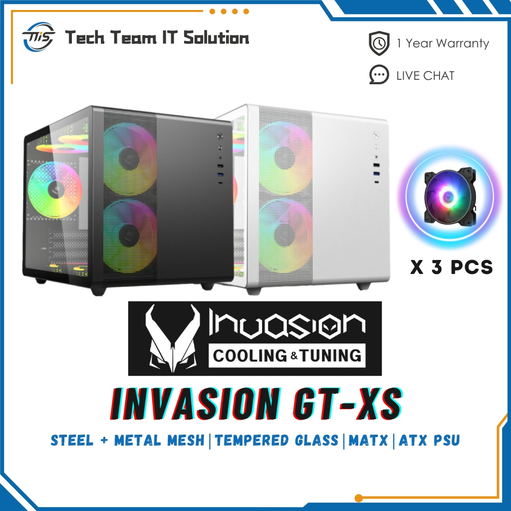 Invasion GT-XS MATX (WITH 3 ARGB FANS) Gaming Budget Case | Shopee Malaysia