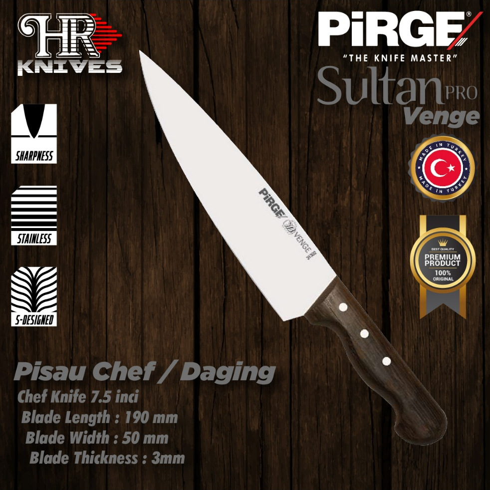 Pirge Venge Sultan Chef Knife 19 cm/7.5 inci (31302) | Shopee Malaysia