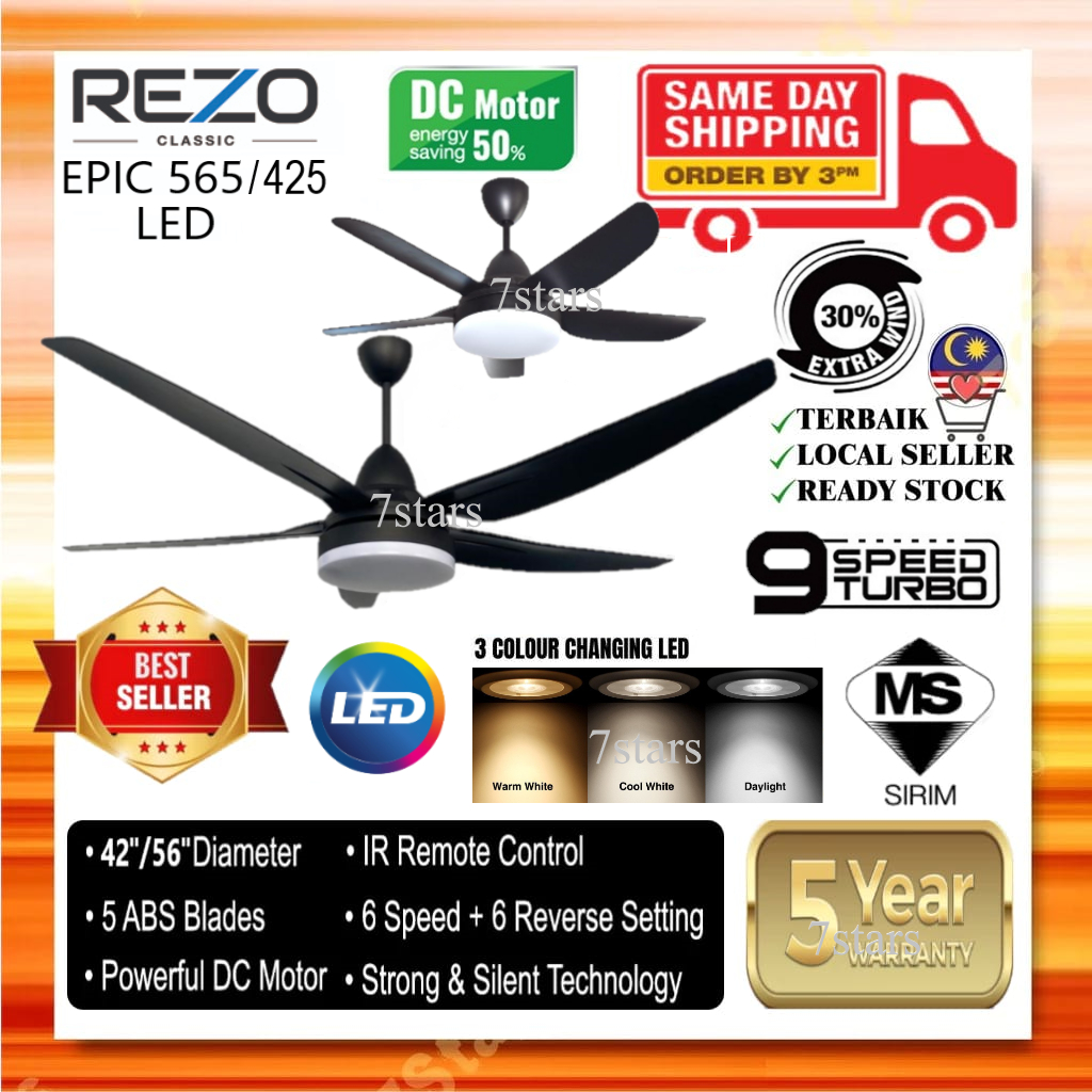 REZO NEW 2023 EPIC LED 3 Colour Light DC 9 Speed Super Strong wind ...