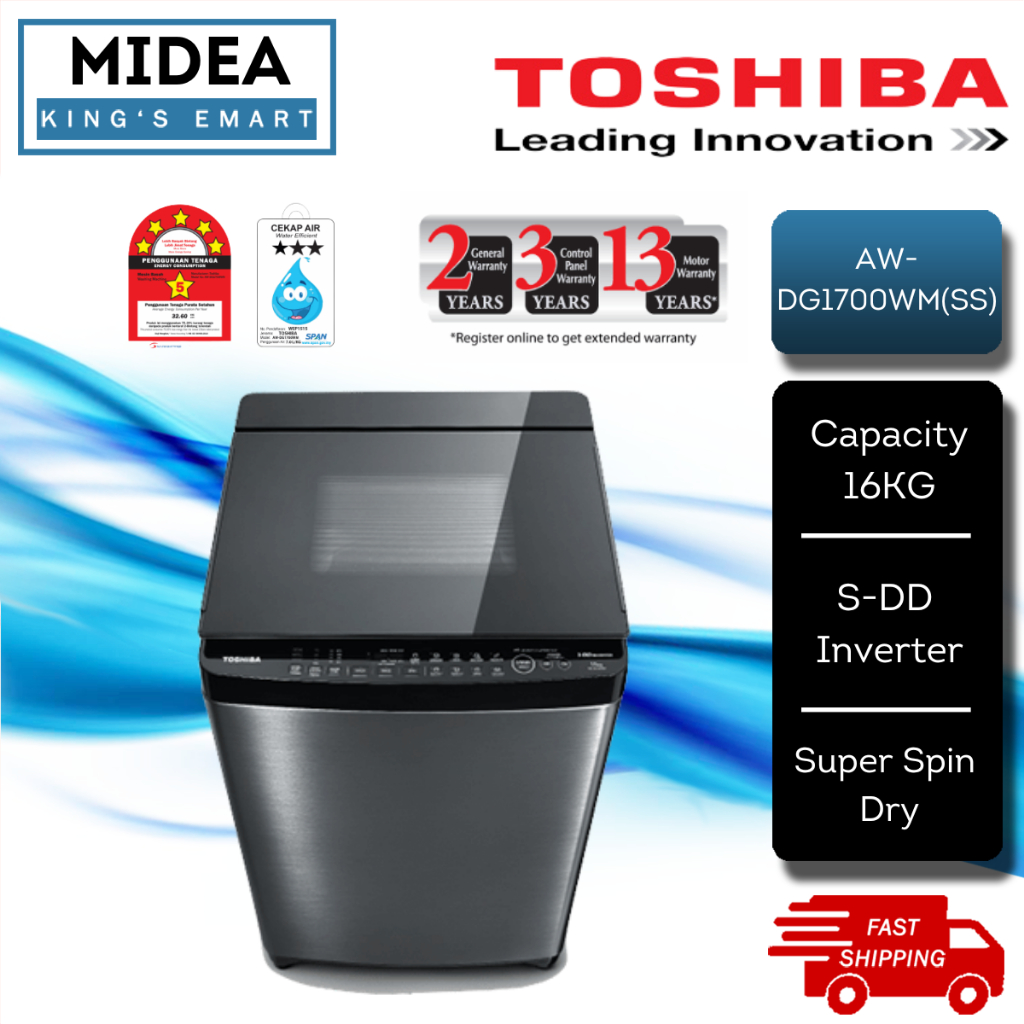 [FREE INSTALLATION] TOSHIBA 16KG Fully Auto Top Load SDD Inverter ...