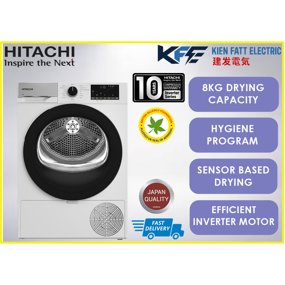 Hitachi Condenser Tumble Dryer 8KG TD80YFE | Shopee Malaysia