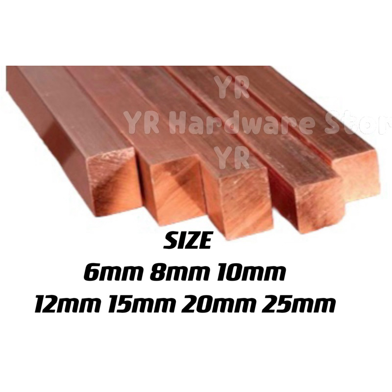 Copper Square Bar 6mm 8mm 10mm 12mm 15mm 20mm 25mm Solid ROD SHAFT ...