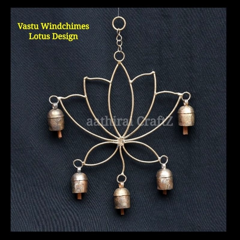 Hanging Vaastu Bells - Lotus DesignMetal Vaastu Bells With Positive ...