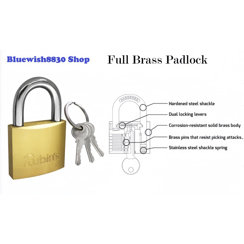 Brass Padlock Heavy Duty Security Padlock / Mangga Kunci Gold/ Door ...