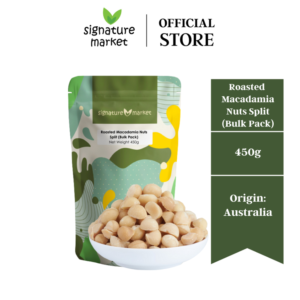 Signature Market Roasted Macadamia Nuts Split (Bulk Pack) (450g ...