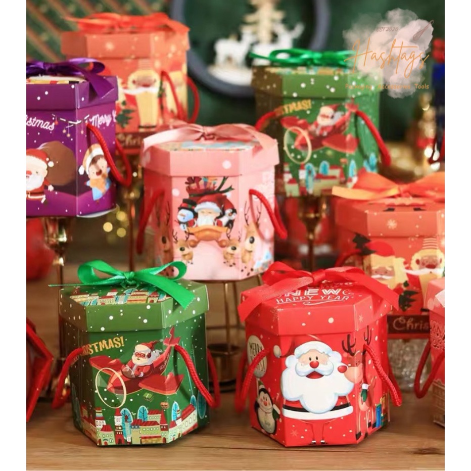 Christmas Handle Gift Box Treat Box Goodies Box | Pastry Cookies Cake ...