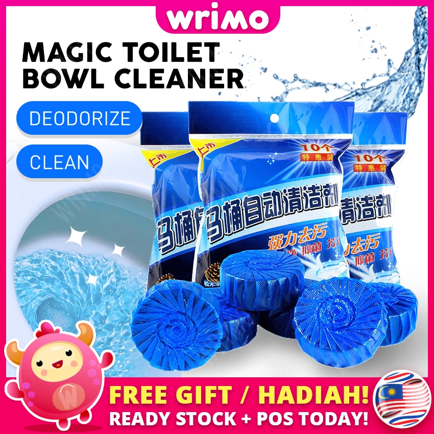 READY STOCK💝 WRIMO Toilet Bubble Flush Tablet Automatic Cleaner Block ...