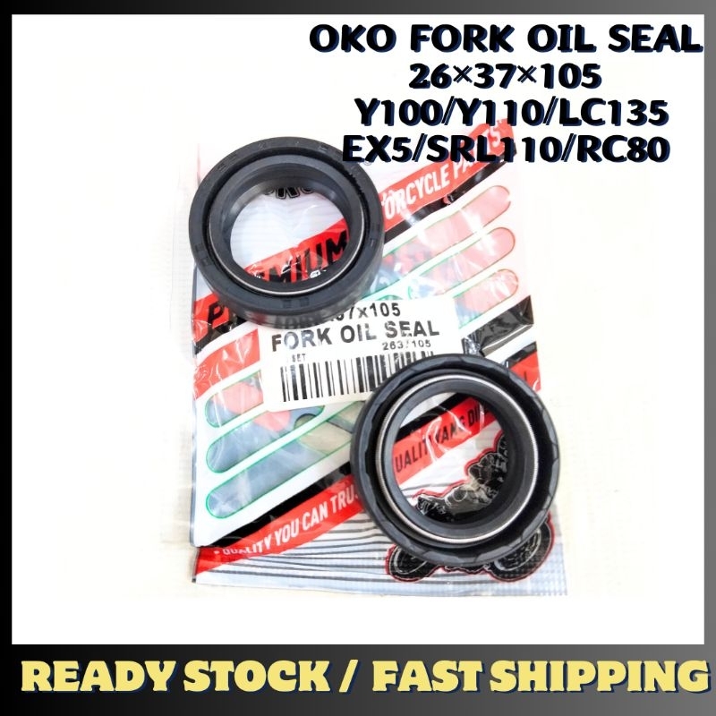 OKO FORK OIL SEAL 26×37×105 (2PCS) Y100 / Y110 / SRL110 / LC135 / EX5 ...