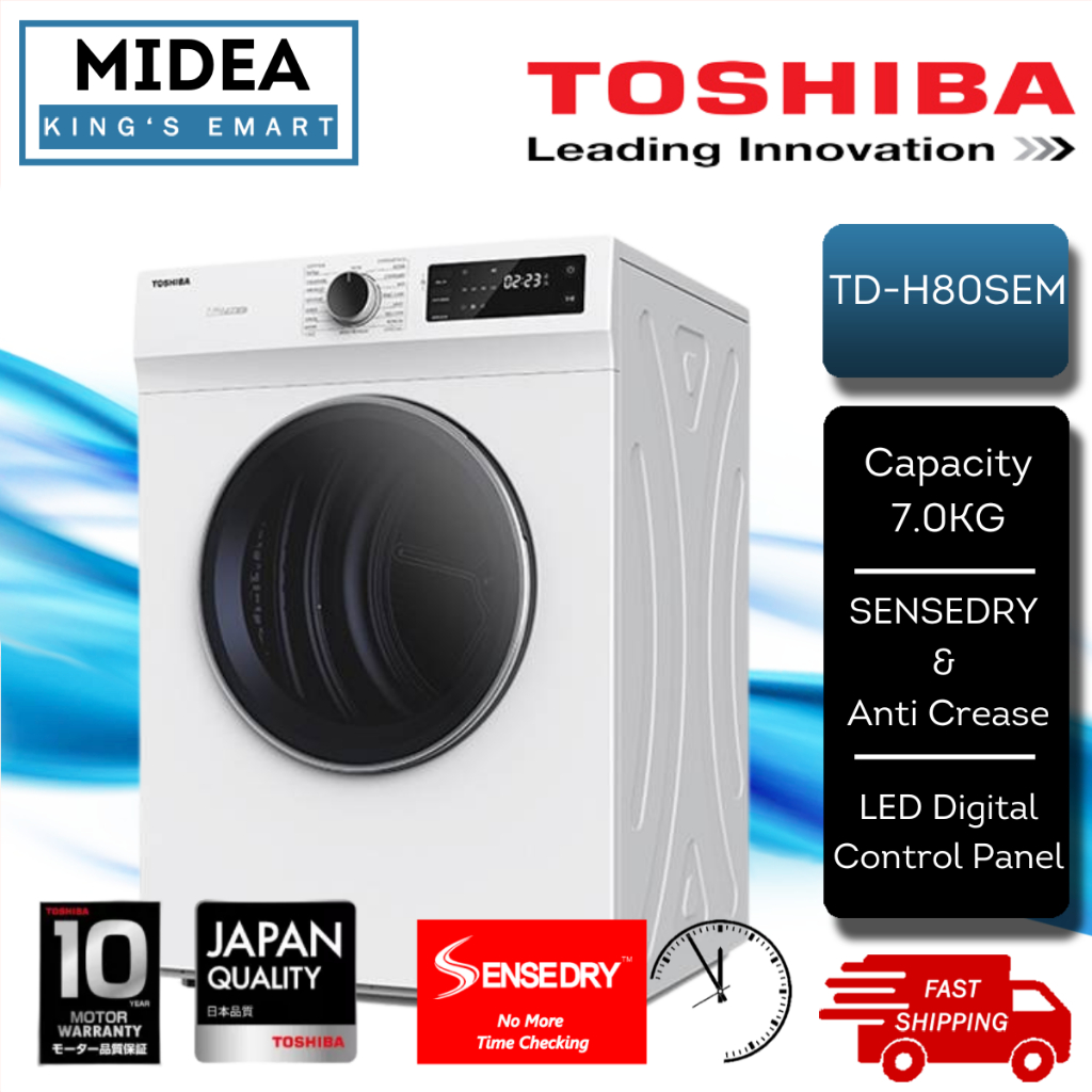 Toshiba / Midea 7KG Sense Dry Tumble Dryer TD-H80SEM / TD-H80SEM(SK ...