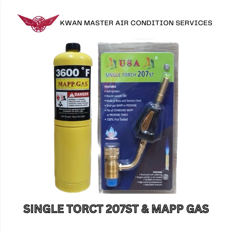 USA Single Torch 207ST with Lighter + MAPP GAS / Map Gas / Welding Gas ...