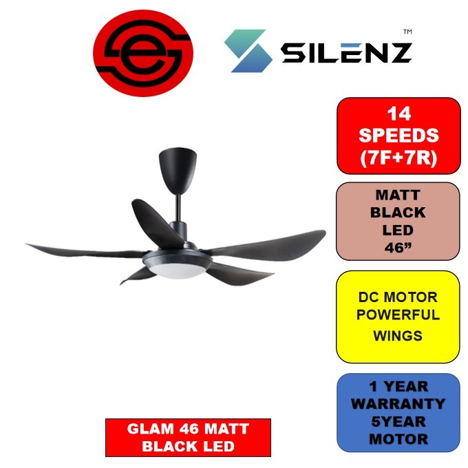 SILENZ DC MOTOR POWERFUL WINGS CEILING FAN 14SPEED (7F+7R) GLAM SERIES ...