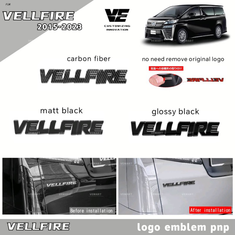 Vemart Toyota vellfire agh30 2015-2020 car logo emblem accessories pnp ...