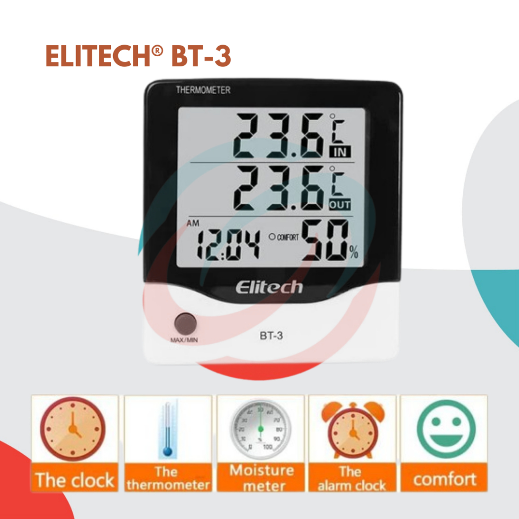 ELITECH BT-3 Thermohygrometer Indoor/Outdoor Digital LCD Thermometer ...