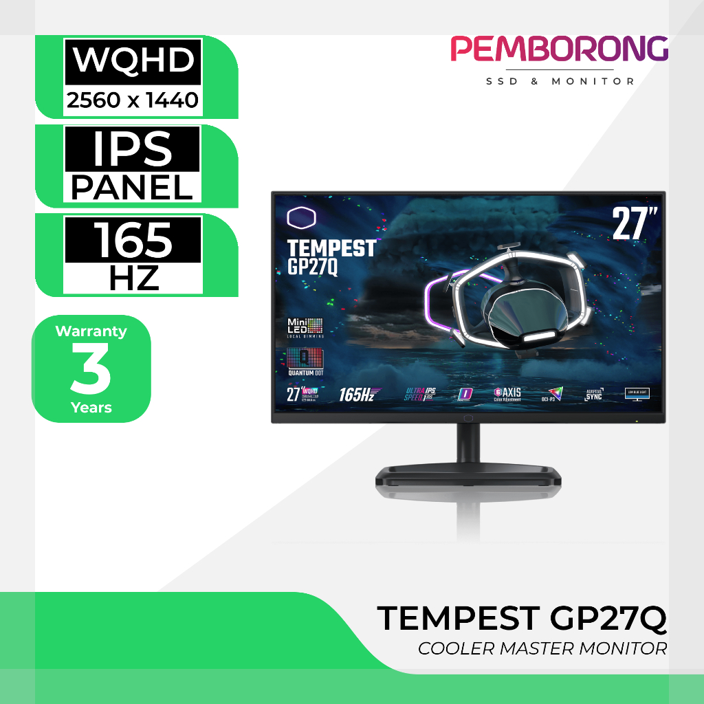 MONITOR COOLER MASTER MINI LED FLAT 27" 2K GP27-FQS (TEMPEST GP27Q) IPS ...
