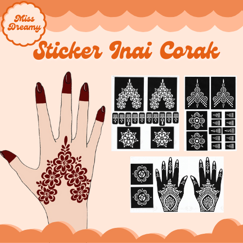 Sticker inai corak menarik pengantin stiker inai tangan sticker inai ...