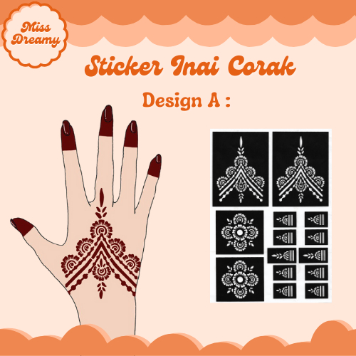 Sticker inai corak menarik pengantin stiker inai tangan sticker inai ...