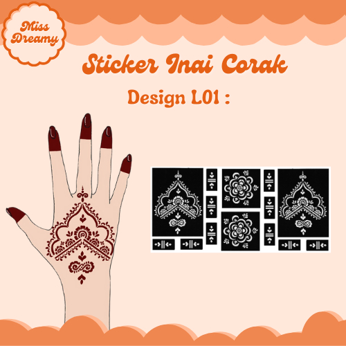 Sticker inai corak menarik pengantin stiker inai tangan sticker inai ...