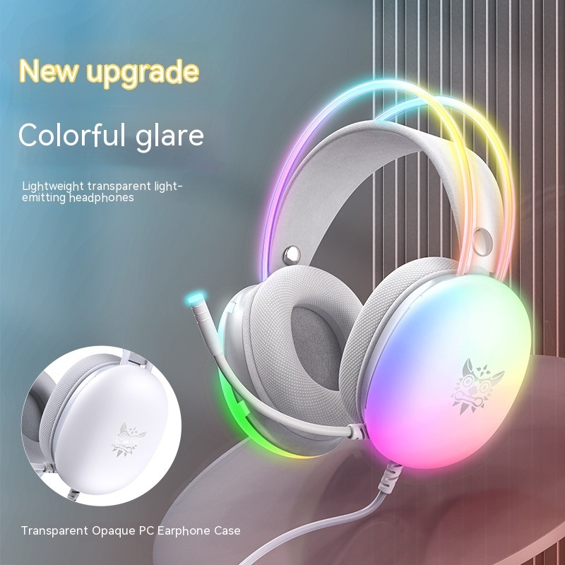 Wired game headphones cute Gradient Dynamic Light Effect headset ...